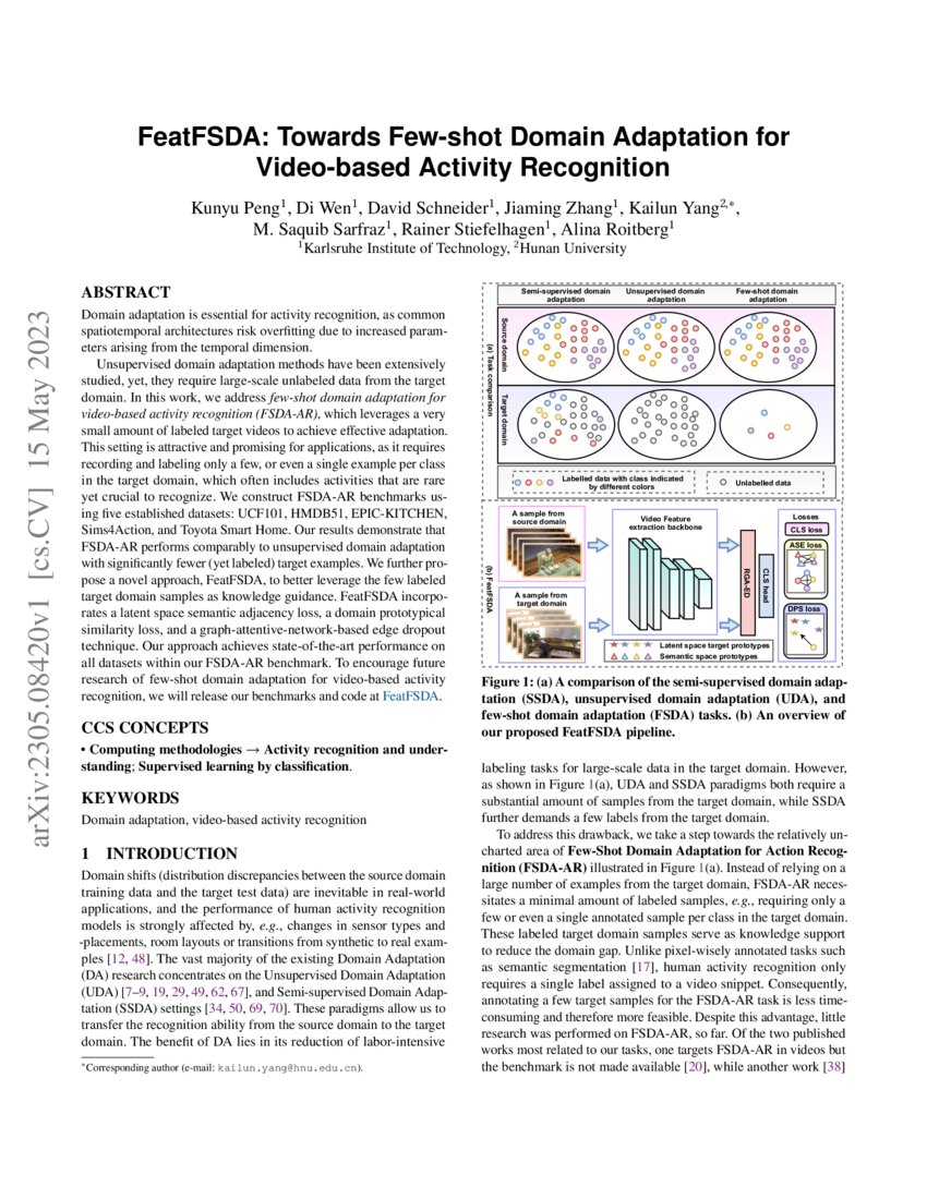 Featfsda Towards Few Shot Domain Adaptation For Video Based Activity
