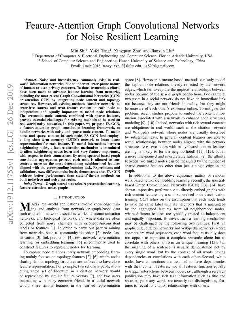 Feature-Attention Graph Convolutional Networks for Noise Resilient Learning | DeepAI