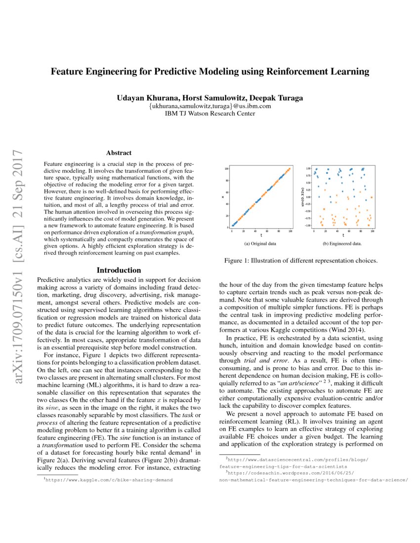 Feature Engineering For Predictive Modeling Using Reinforcement Learning Deepai