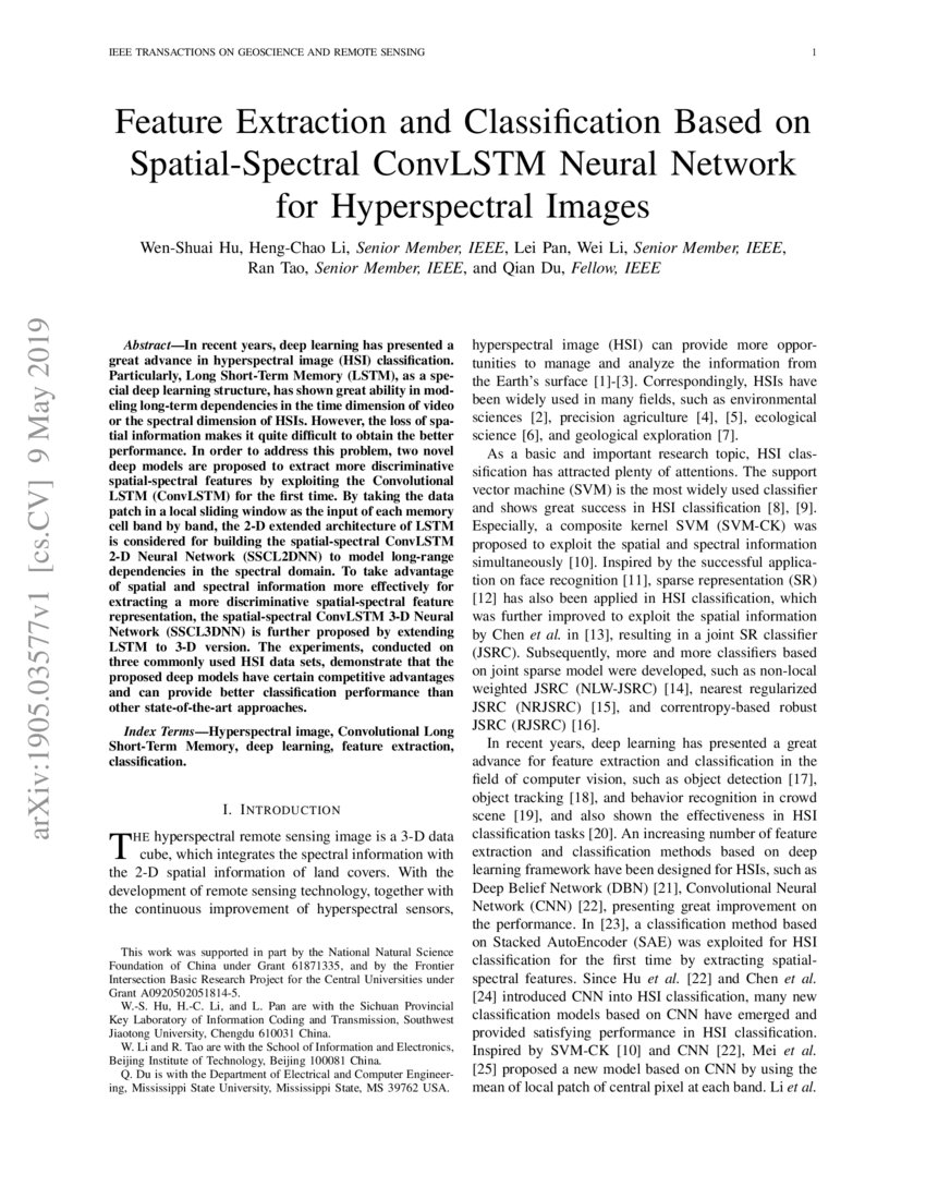 Feature Extraction And Classification Based On Spatial Spectral