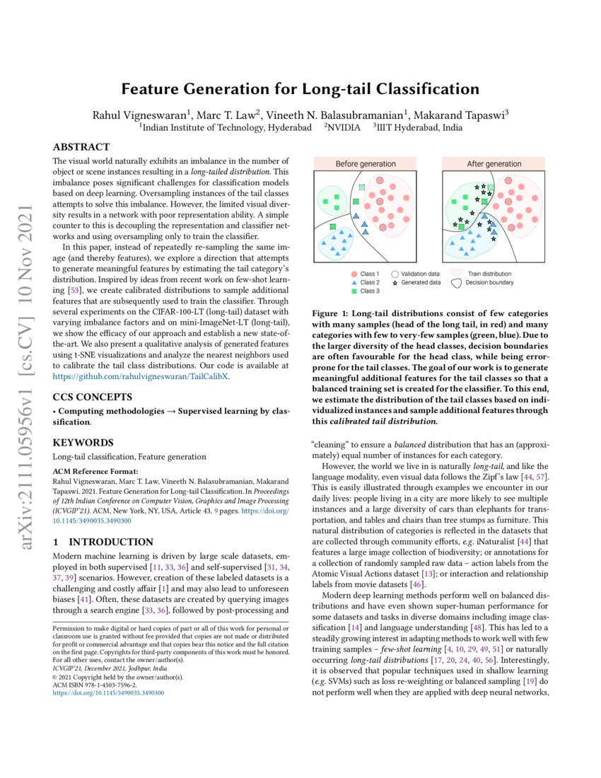 Feature Generation for Long-tail Classification | DeepAI