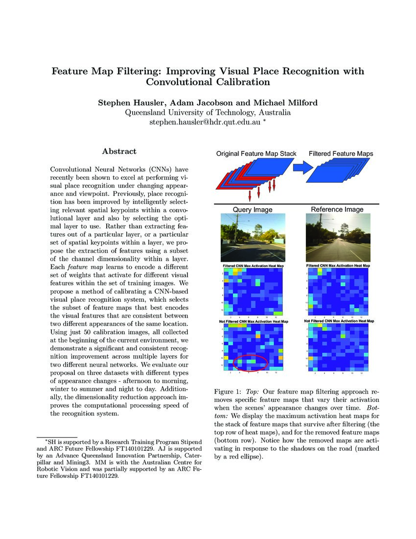 Feature Map Filtering Improving Visual Place Recognition With Convolutional Calibration Deepai