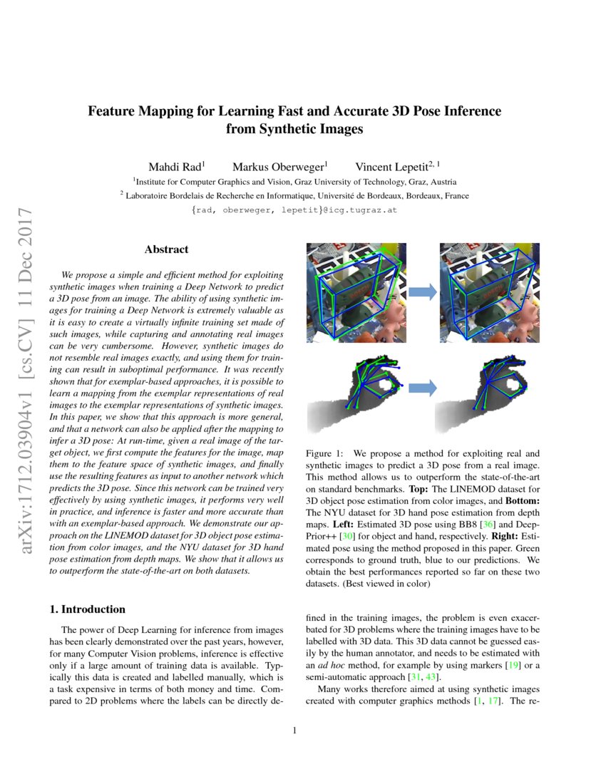 Feature Mapping for Learning Fast and Accurate 3D Pose Inference from ...