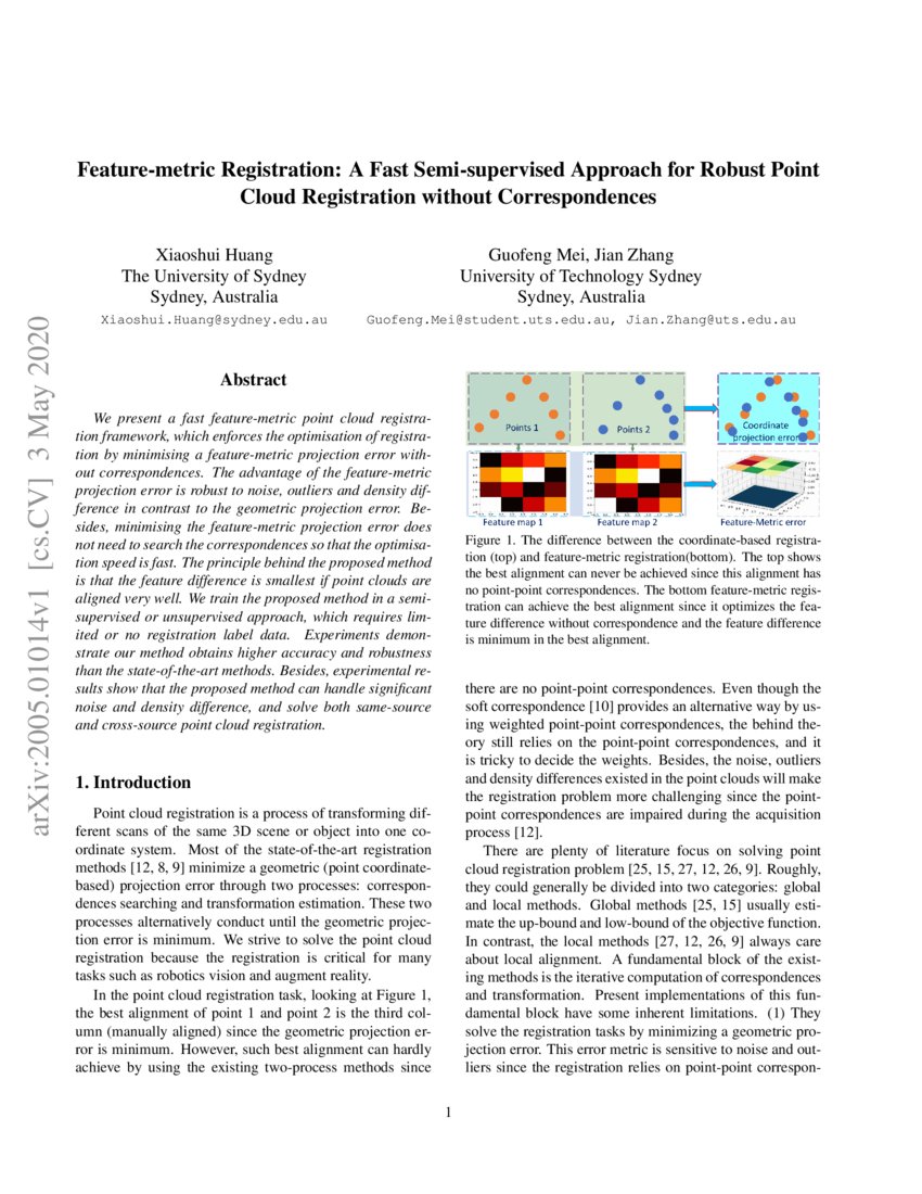 Feature-metric Registration: A Fast Semi-supervised Approach for Robust Point Cloud Registration ...