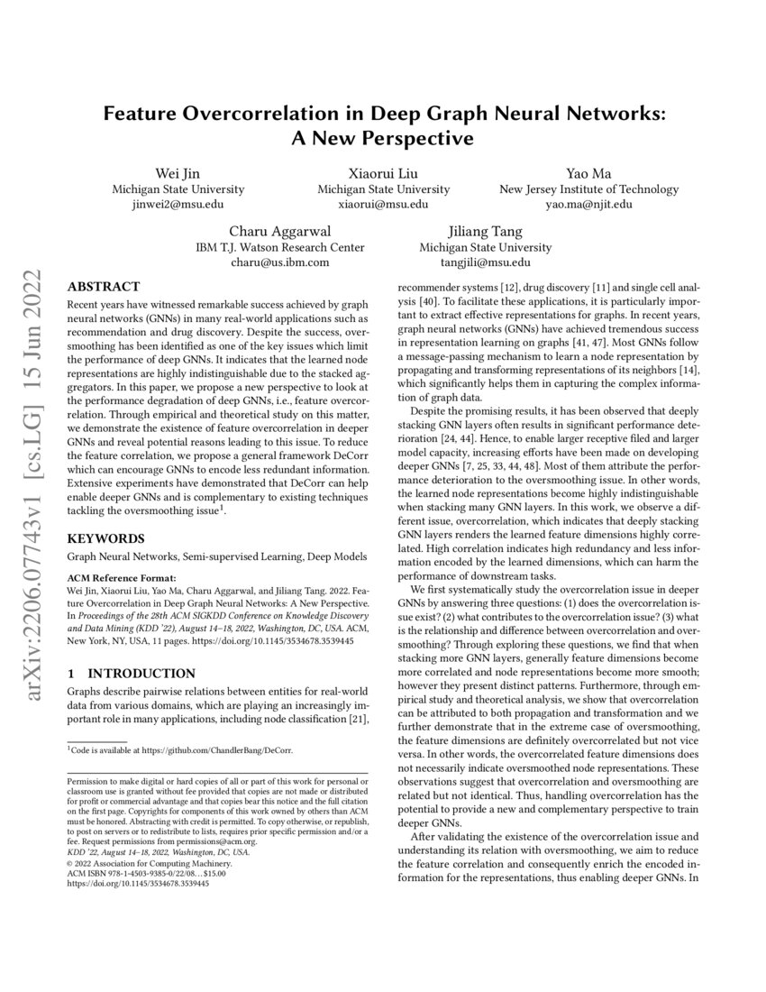 Feature Overcorrelation in Deep Graph Neural Networks: A New Perspective | DeepAI