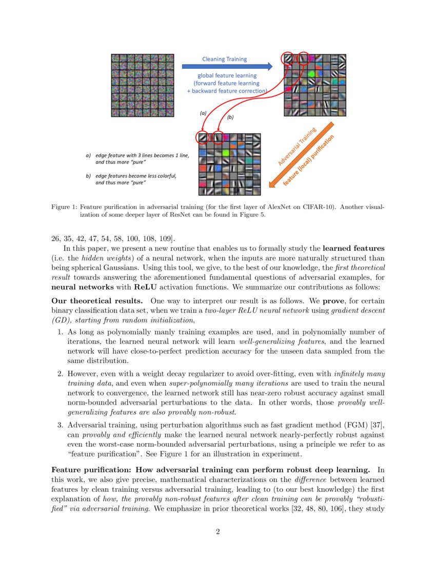 Feature Purification: How Adversarial Training Performs Robust Deep Learning | DeepAI