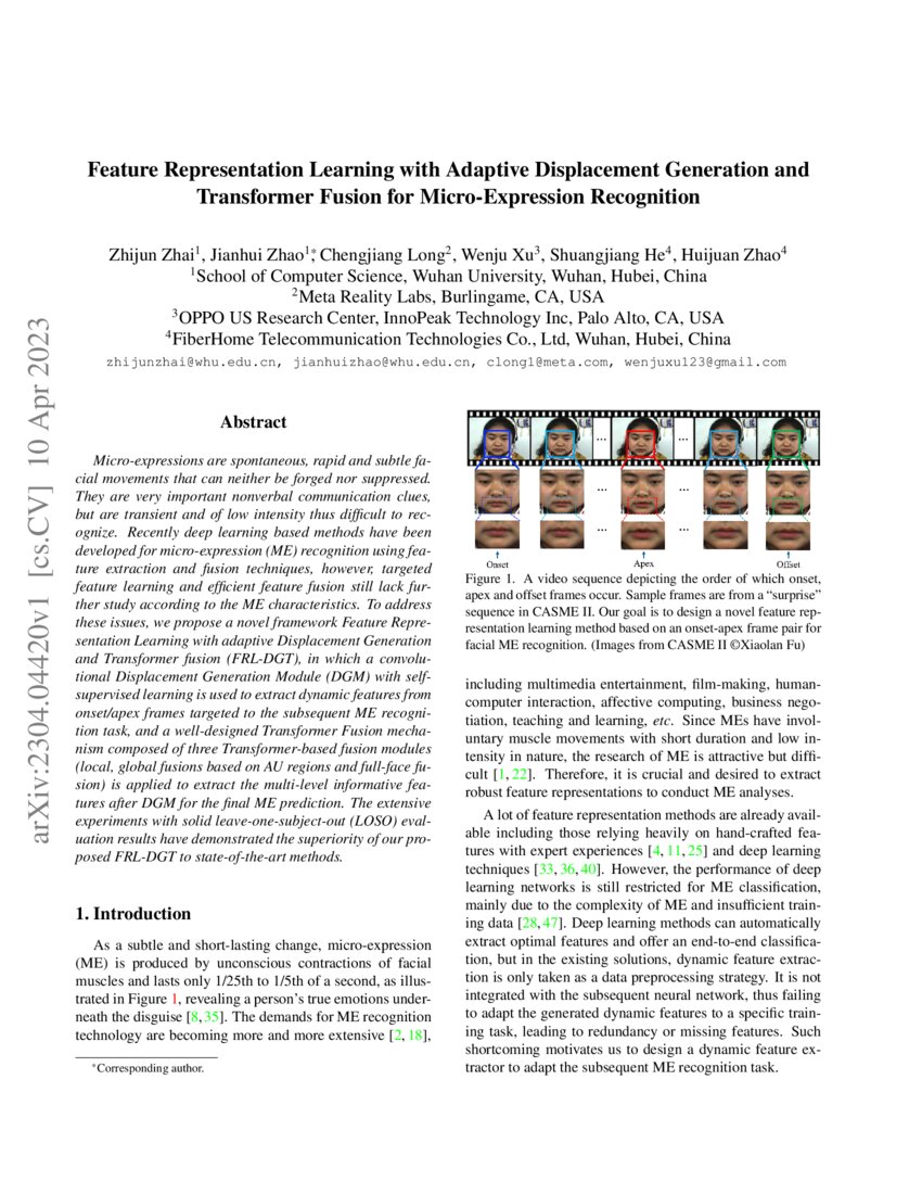 Feature Representation Learning With Adaptive Displacement Generation
