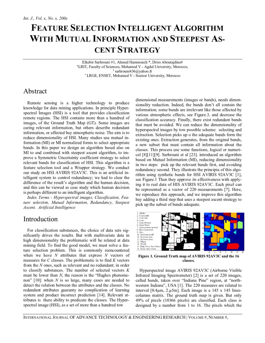 Feature Selection Intelligent Algorithm With Mutual Information And Steepest Ascent Strategy