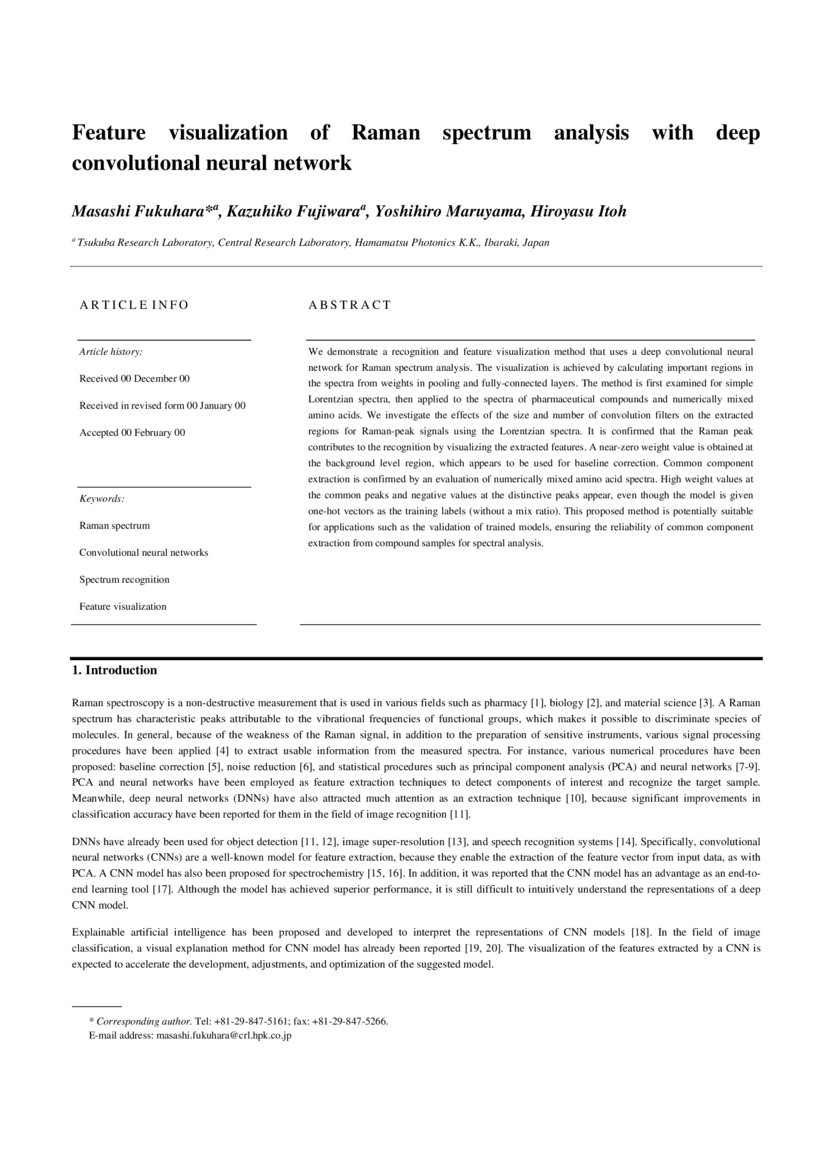 Feature Visualization Of Raman Spectrum Analysis With Deep Convolutional Neural Network Deepai 
