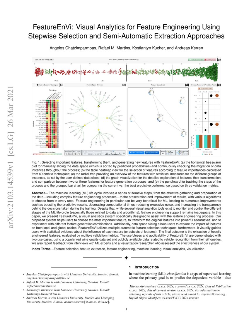 Featureenvi Visual Analytics For Feature Engineering Using Stepwise Selection And Semi