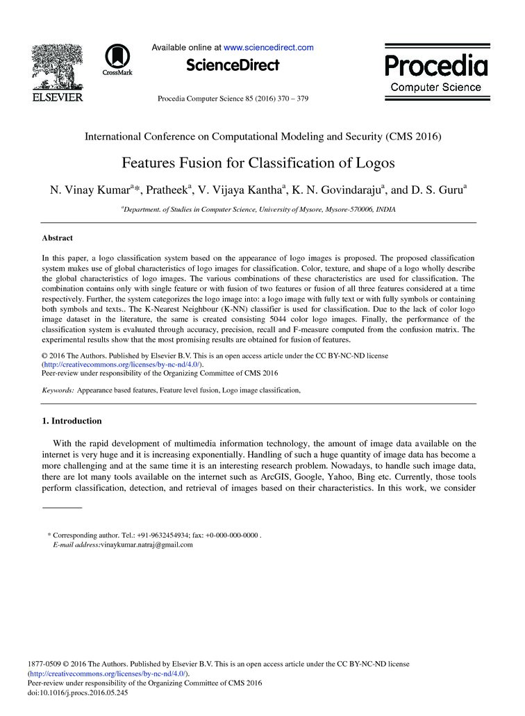 Features Fusion for Classification of Logos | DeepAI