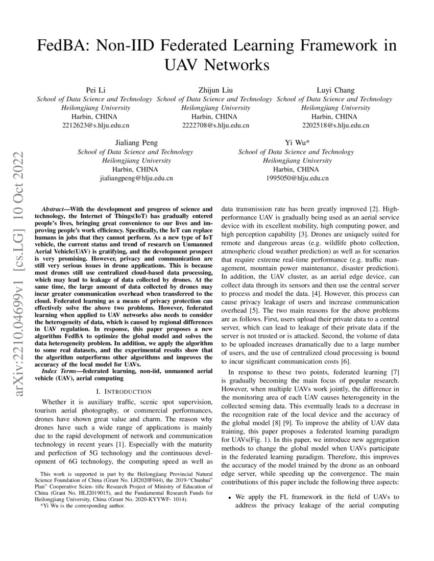 FedBA: Non-IID Federated Learning Framework in UAV Networks | DeepAI