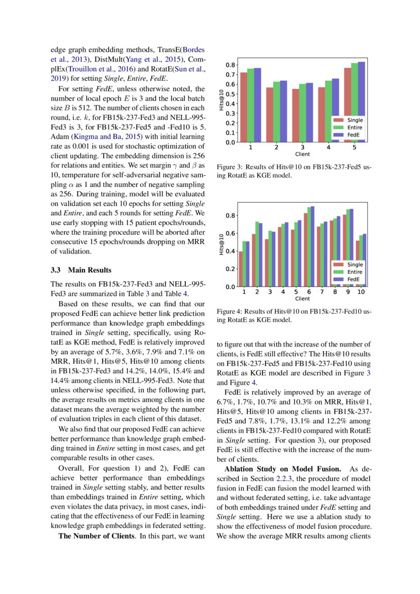 FedE: Embedding Knowledge Graphs in Federated Setting | DeepAI