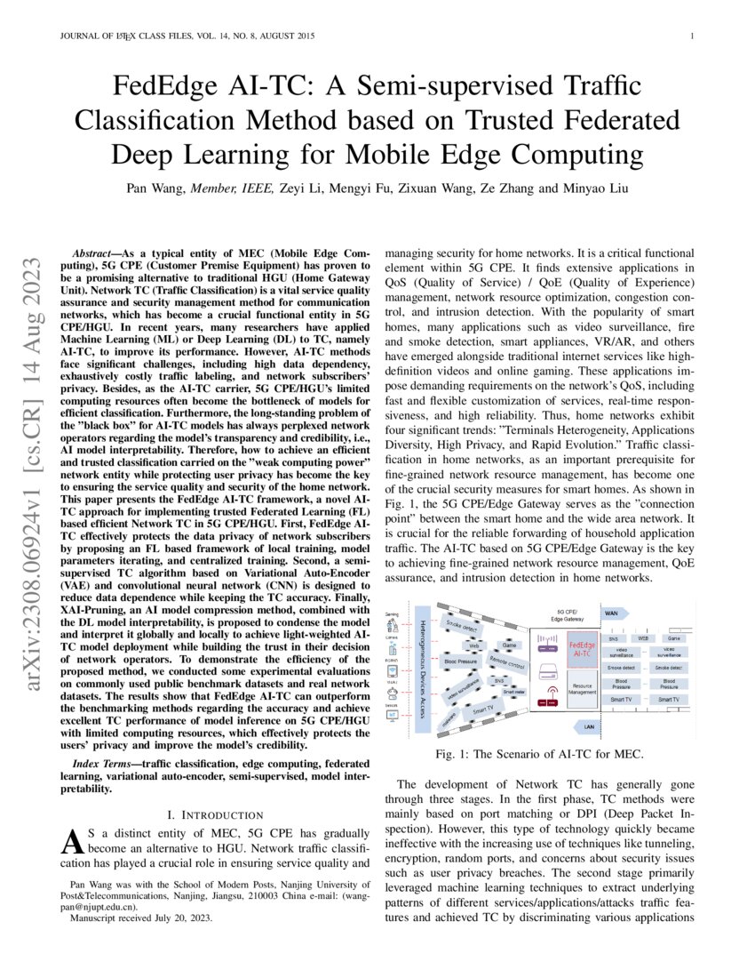 Fededge Ai Tc A Semi Supervised Traffic Classification Method Based On Trusted Federated Deep