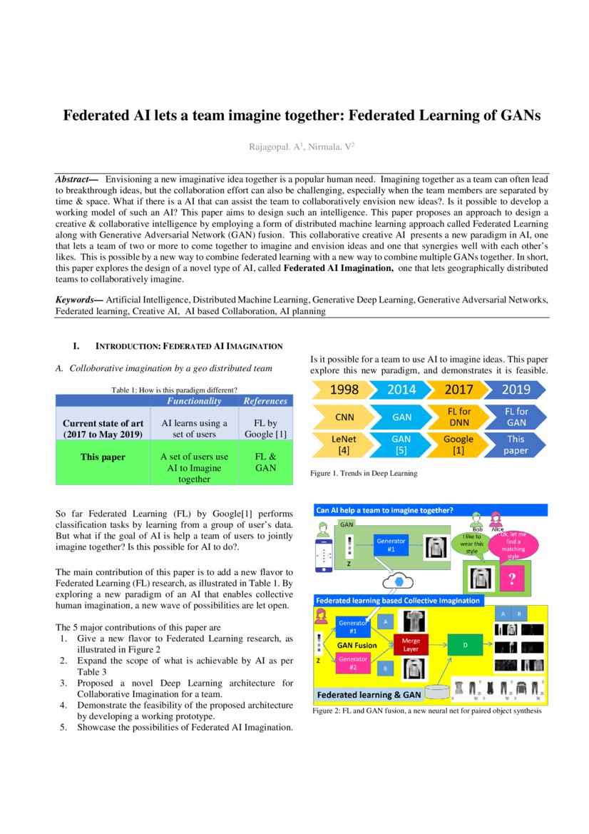 Federated AI lets a team imagine together: Federated Learning of GANs ...