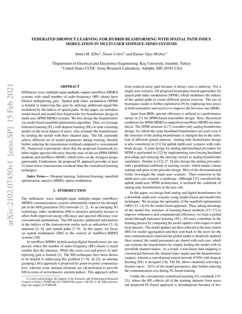Federated Dropout Learning for Hybrid Beamforming With Spatial Path ...