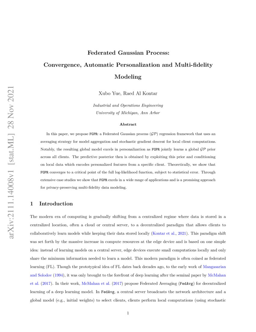 Federated Gaussian Process: Convergence, Automatic Personalization and Multi-fidelity Modeling ...