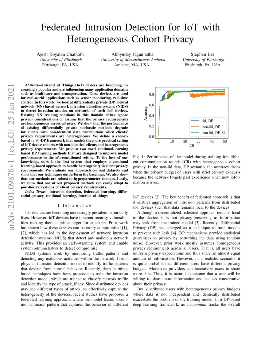 Federated Intrusion Detection for IoT with Heterogeneous Cohort Privacy ...