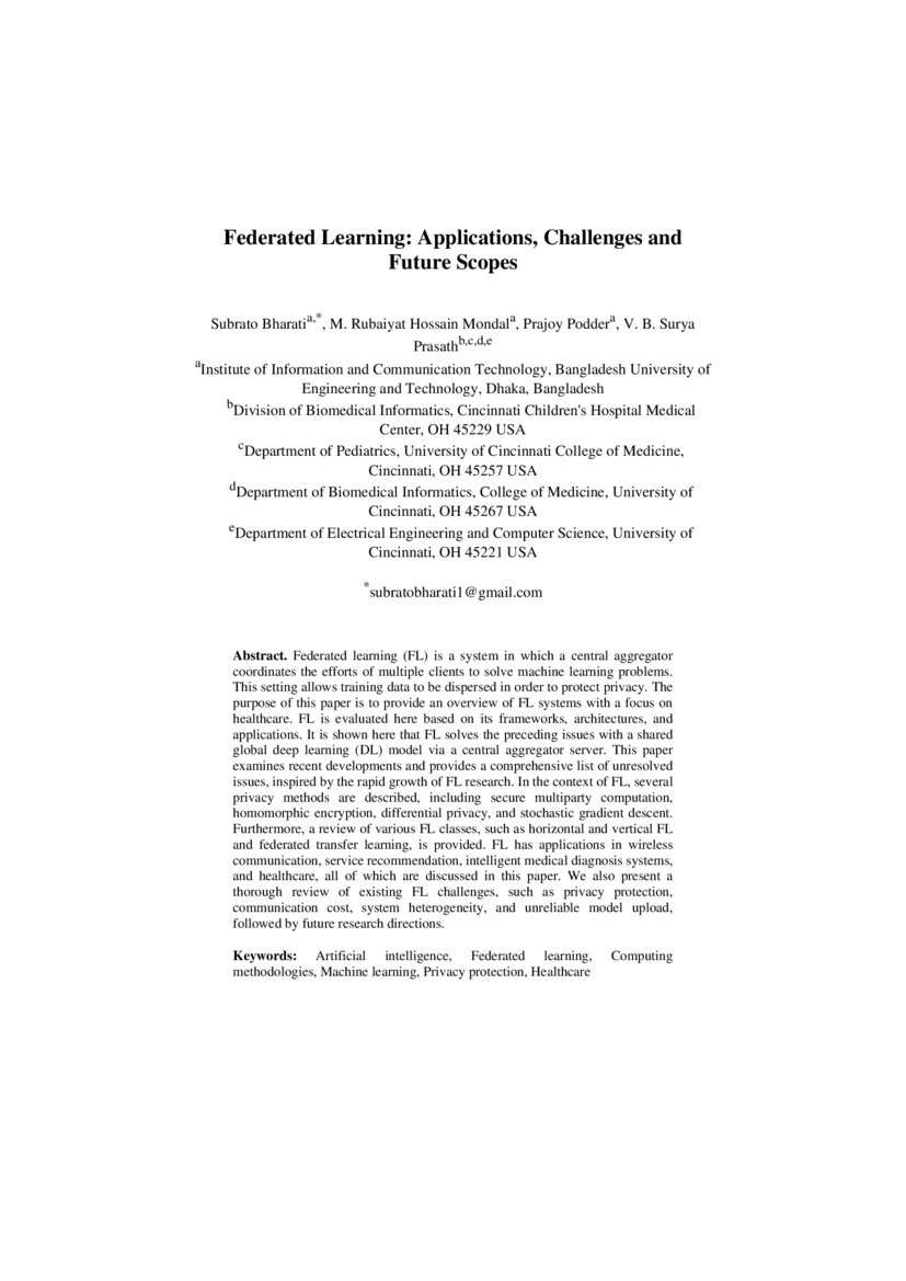 Federated Learning Applications Challenges And Future Scopes Deepai