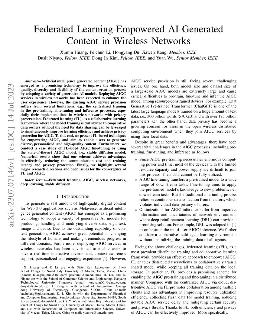 Federated Learning Empowered Ai Generated Content In Wireless Networks Deepai