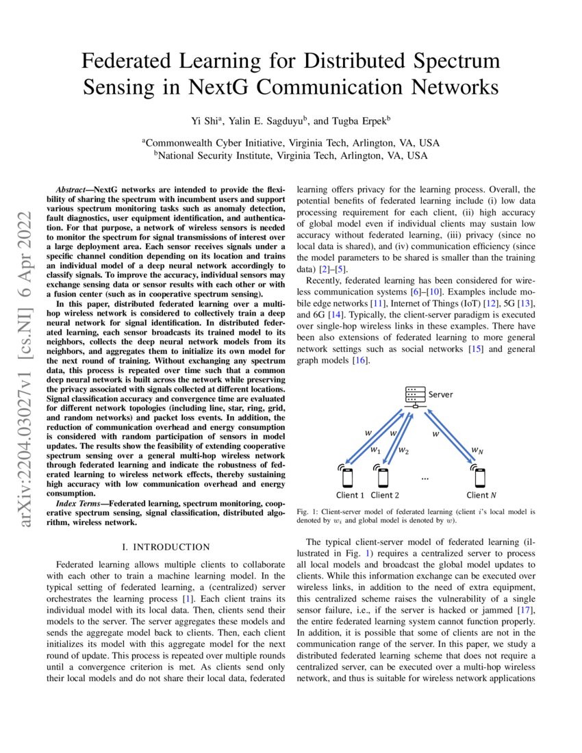 Federated Learning for Distributed Spectrum Sensing in NextG Communication Networks | DeepAI