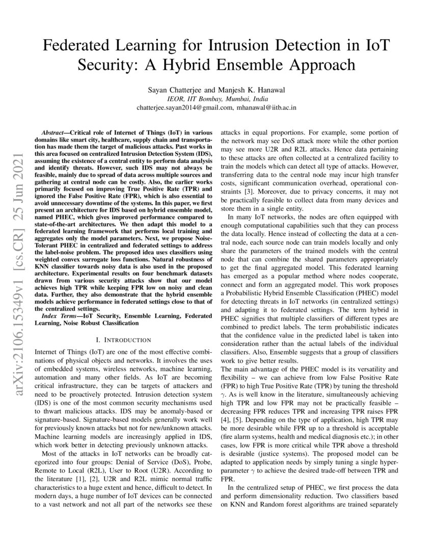 Federated Learning For Intrusion Detection In Iot Security A Hybrid