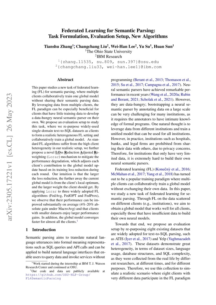 Federated Learning For Semantic Parsing Task Formulation Evaluation Setup New Algorithms Deepai