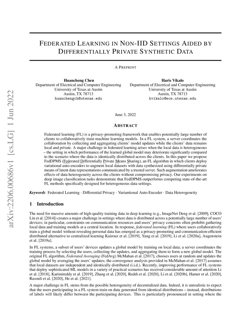 Federated Learning in Non-IID Settings Aided by Differentially Private Synthetic Data | DeepAI
