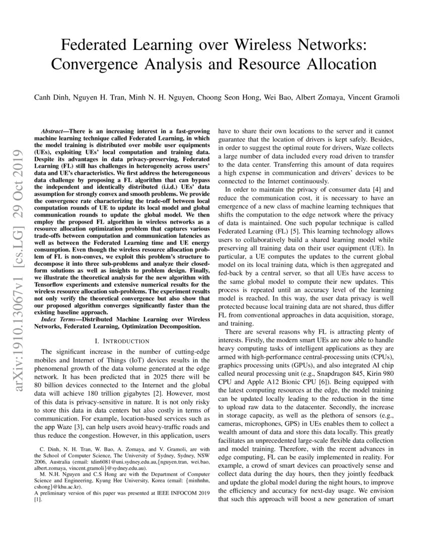 Federated Learning Over Wireless Networks Convergence Analysis And