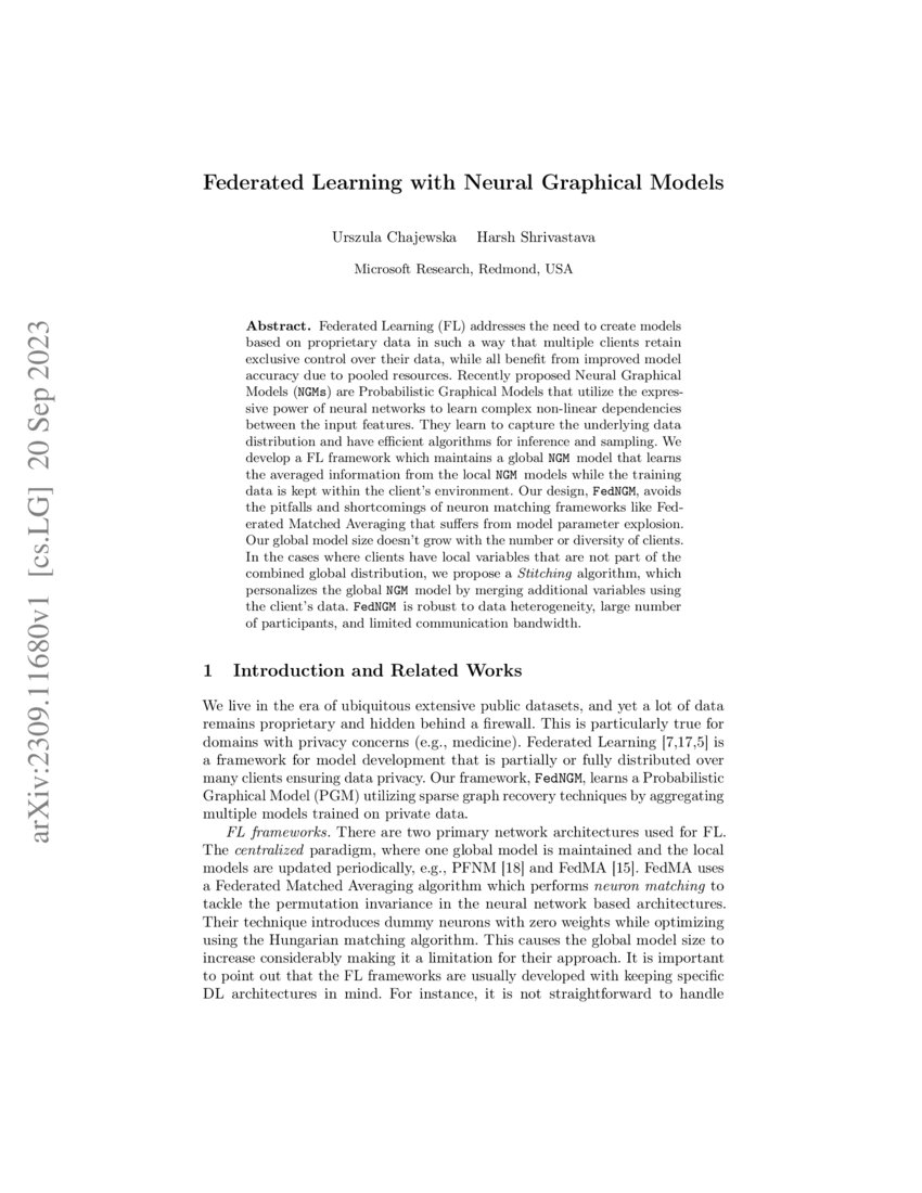 Federated Learning with Neural Graphical Models | DeepAI