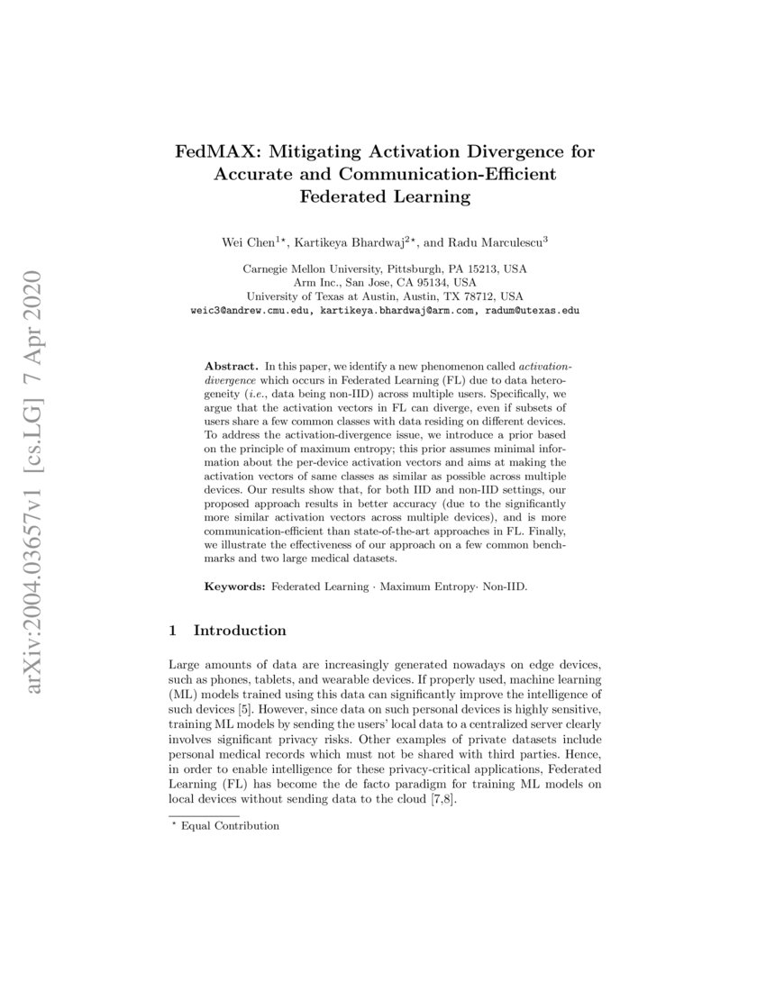 FedMAX: Mitigating Activation Divergence for Accurate and Communication ...