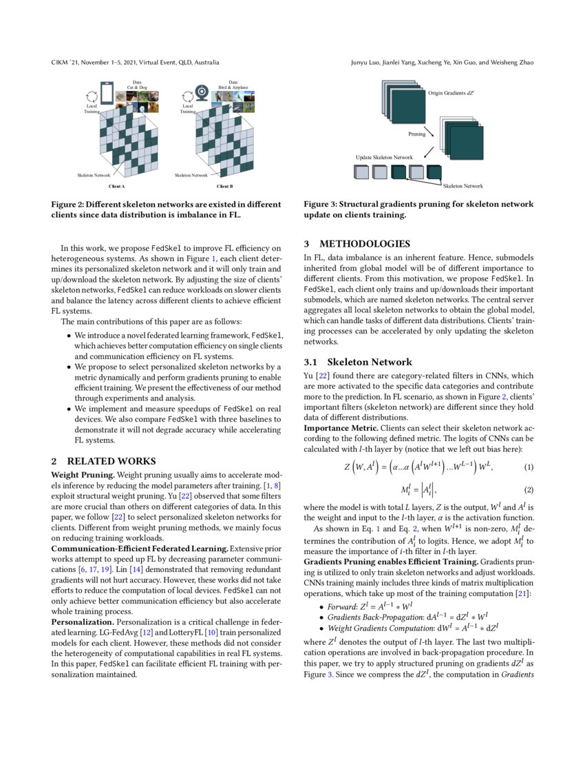 FedSkel: Efficient Federated Learning on Heterogeneous Systems with Skeleton Gradients Update ...
