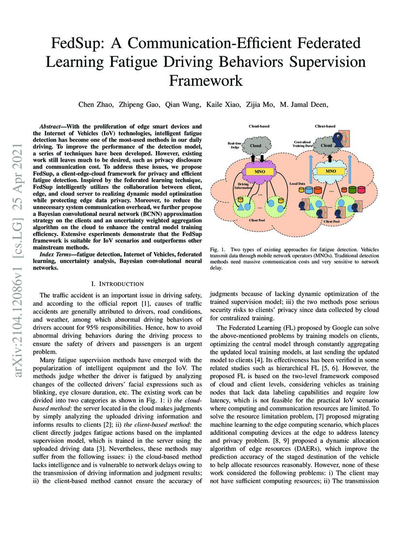FedSup: A Communication-Efficient Federated Learning Fatigue Driving Behaviors Supervision ...