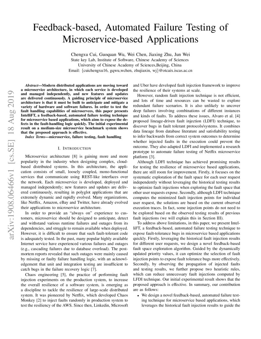 Feedback-based, Automated Failure Testing of Microservice-based ...