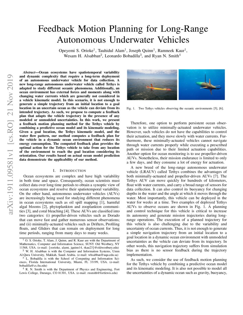 Feedback Motion Planning for Long-Range Autonomous Underwater Vehicles ...