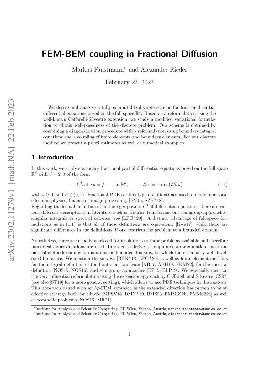Fem Bem Coupling In Fractional Diffusion Deepai