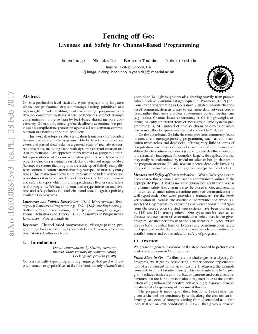 Fencing off Go: Liveness and Safety for Channel-based Programming ...