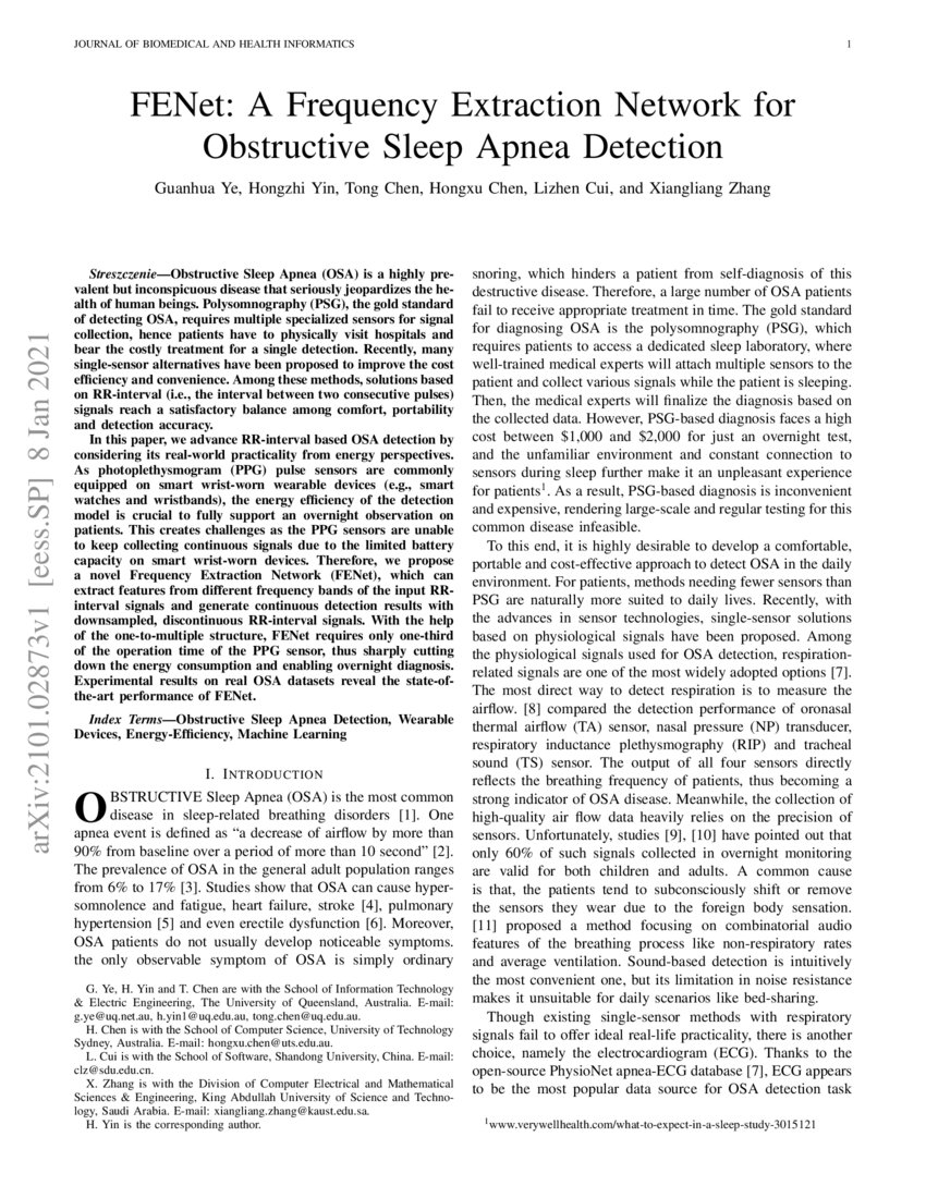 Fenet A Frequency Extraction Network For Obstructive Sleep Apnea Detection Deepai