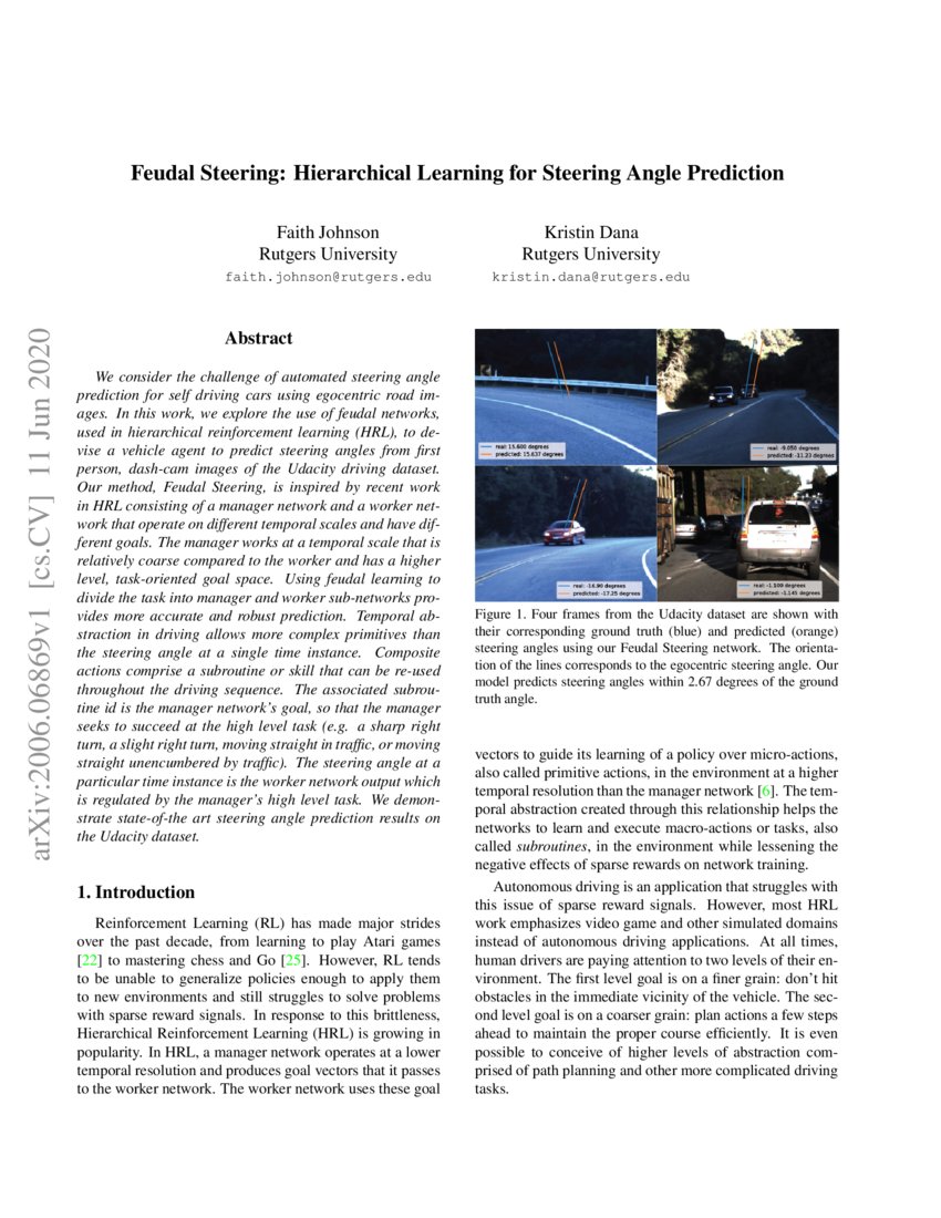 Feudal Steering: Hierarchical Learning for Steering Angle Prediction ...