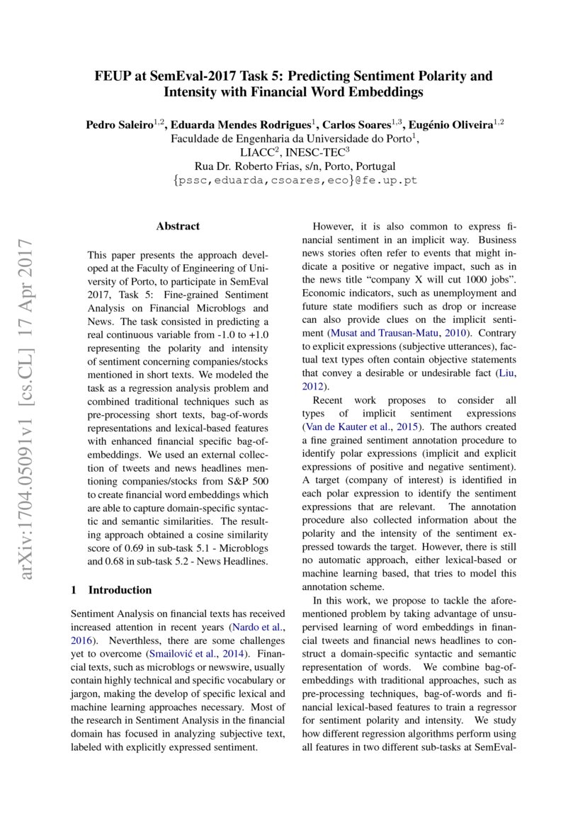 FEUP at SemEval-2017 Task 5: Predicting Sentiment Polarity and Intensity with Financial Word ...