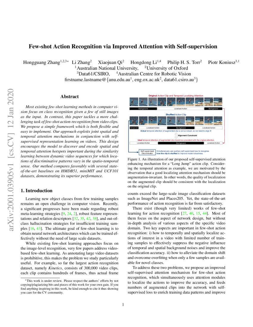 Few-shot Action Recognition via Improved Attention with Self-supervision | DeepAI
