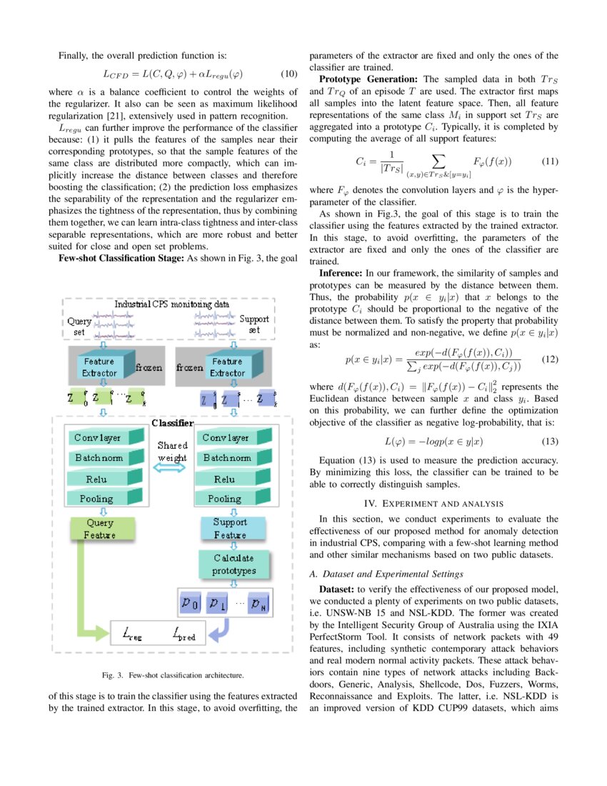 Few Shot Detection Of Anomalies In Industrial Cyber Physical System Via Prototypical Network And