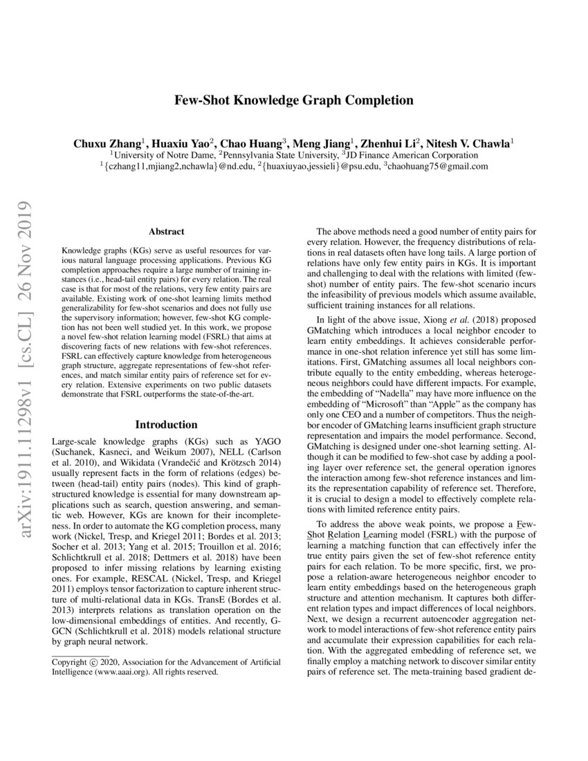 Few-Shot Knowledge Graph Completion | DeepAI