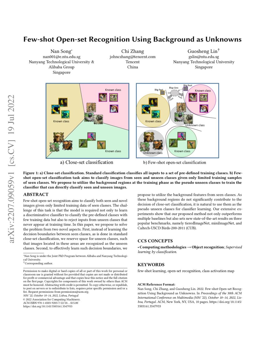 Few-shot Open-set Recognition Using Background as Unknowns | DeepAI
