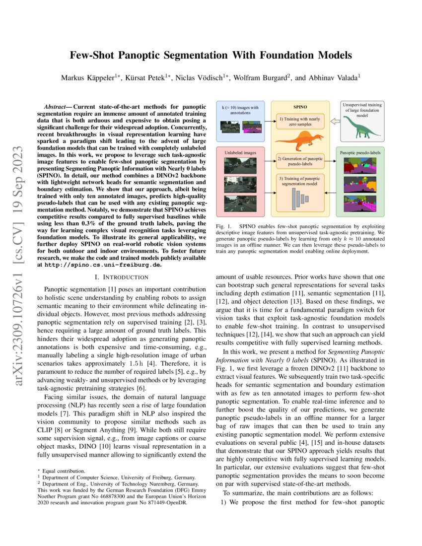 Few-Shot Panoptic Segmentation With Foundation Models | DeepAI
