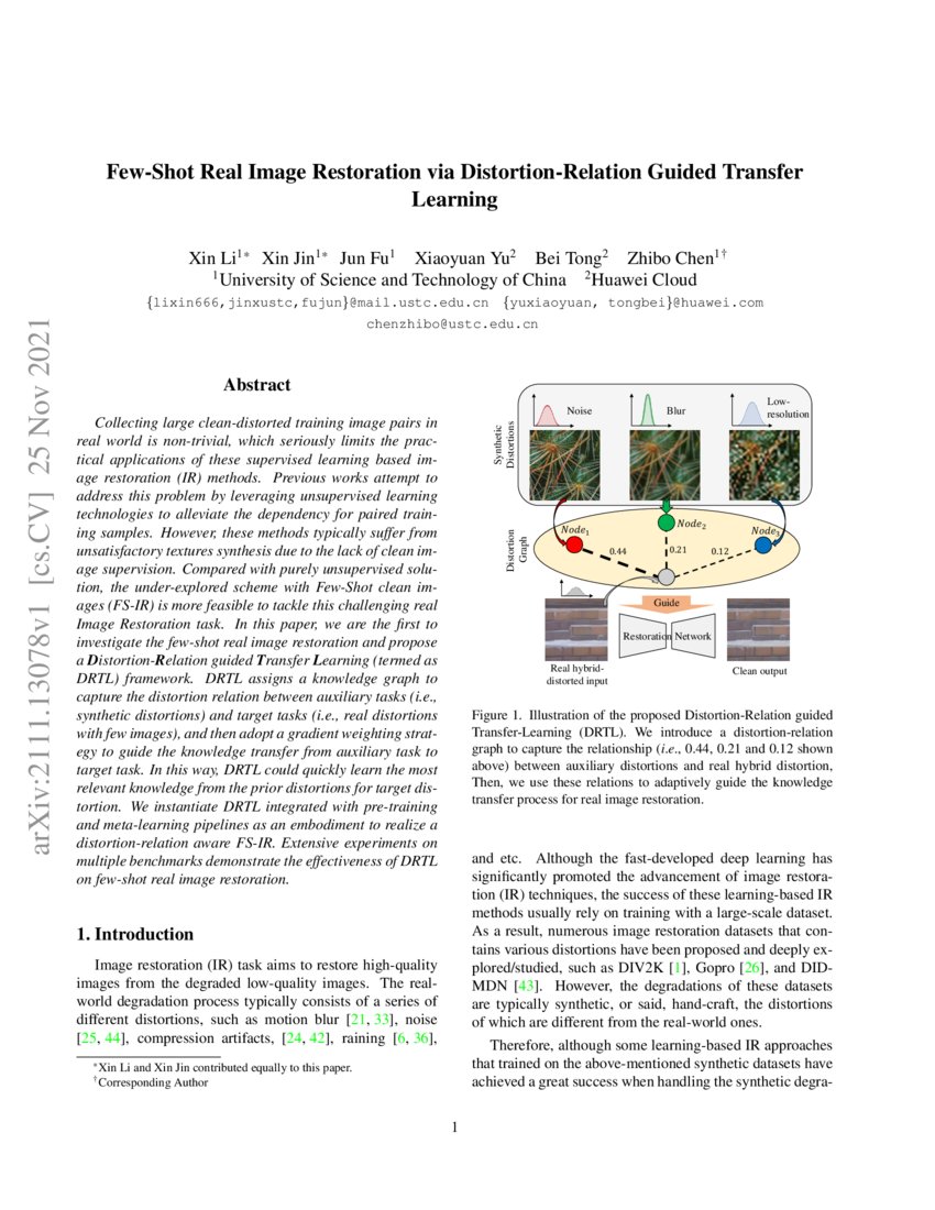 Few-Shot Real Image Restoration via Distortion-Relation Guided Transfer ...