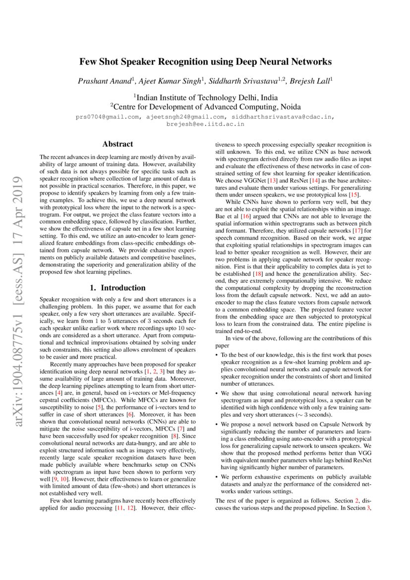 Few Shot Speaker Recognition using Deep Neural Networks | DeepAI