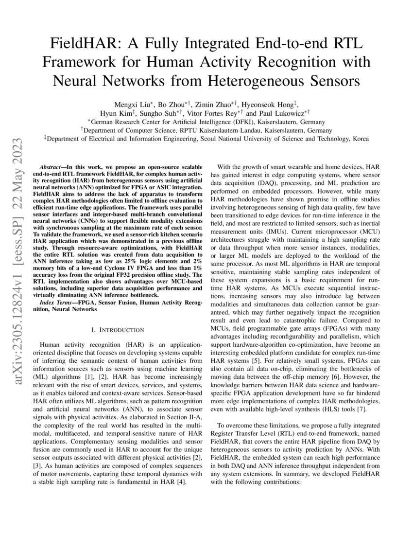 Fieldhar A Fully Integrated End To End Rtl Framework For Human Activity Recognition With Neural