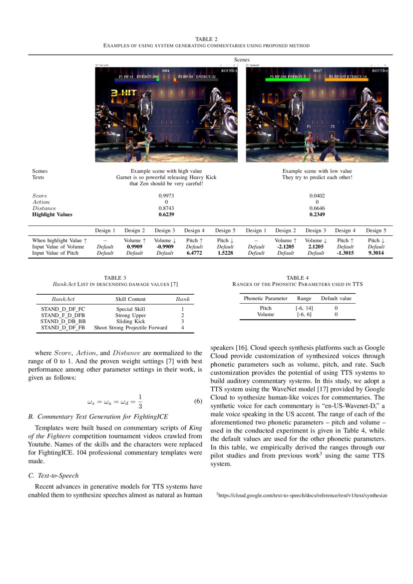 Fighting Game Commentator with Pitch and Loudness Adjustment Utilizing ...