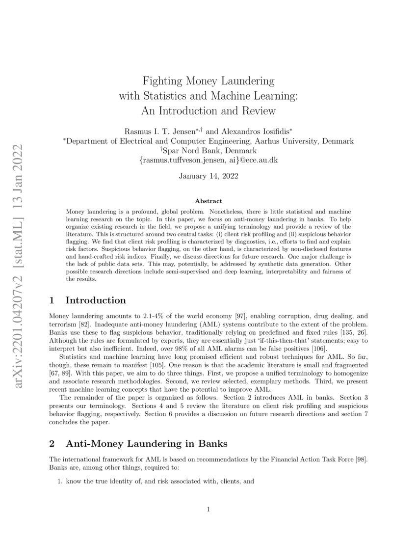 Fighting Money Laundering with Statistics and Machine Learning: An Introduction and Review | DeepAI